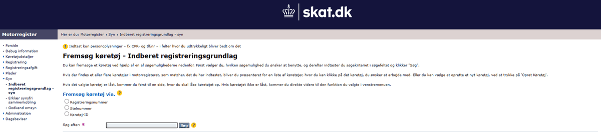 Systemvejledning til synsvirksomhed Motorstyrelsen