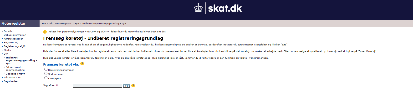 Systemvejledning til synsvirksomhed Motorstyrelsen